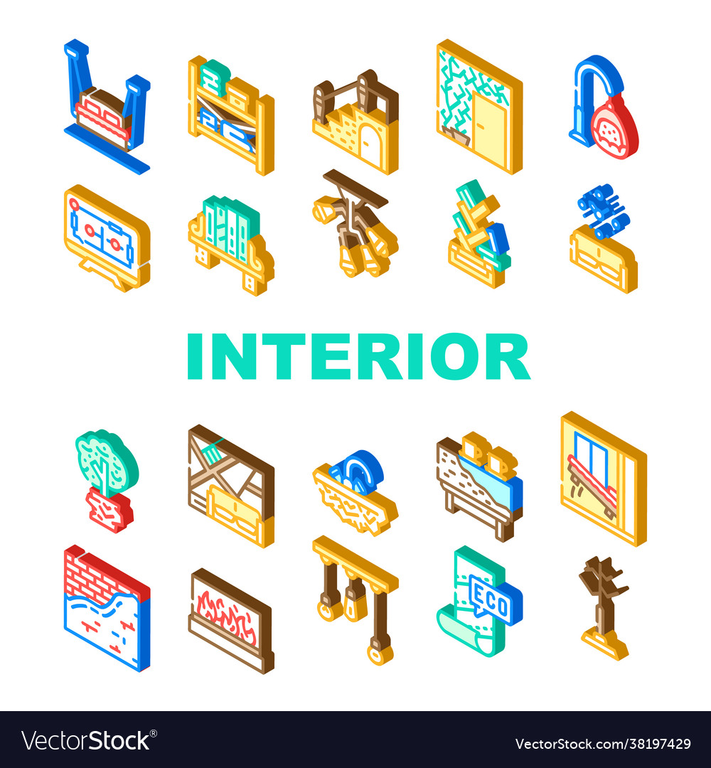 Interior style design collection icons set Vector Image