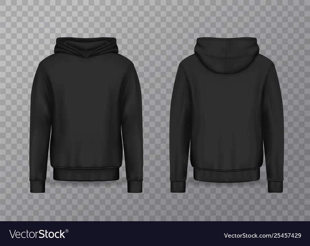Realistic Men Hoodie Or Black 3d Hoody Sweatshirt Vector Image