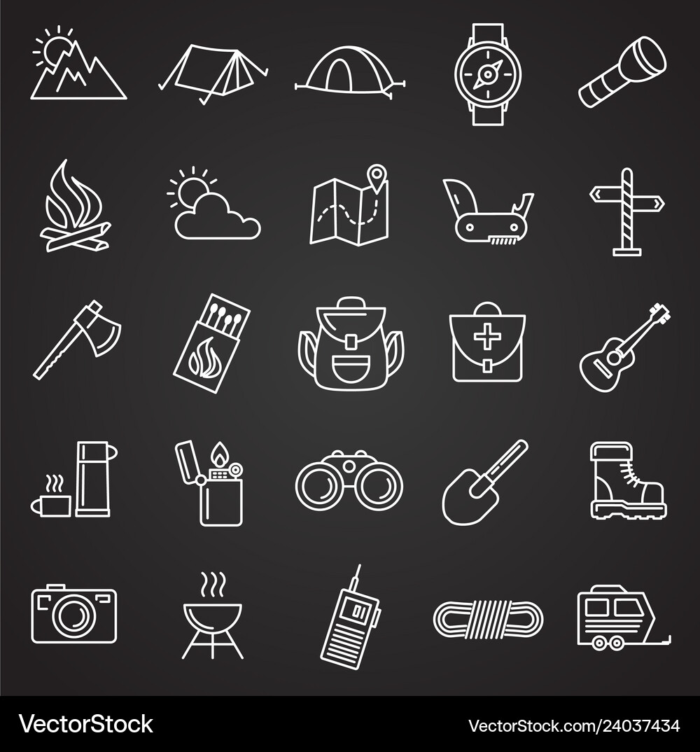 Camping line icons set for graphic and web design Vector Image