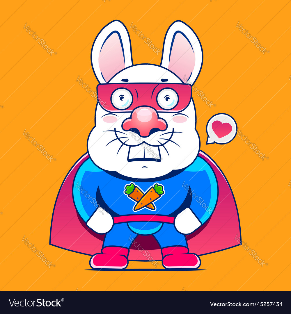 Cute rabbit super hero cartoon icon animal Vector Image