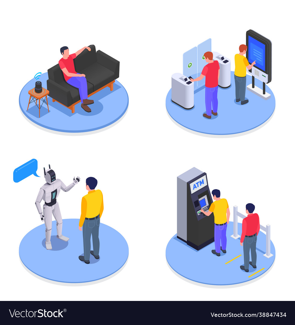 People using interfaces isometric icon set Vector Image