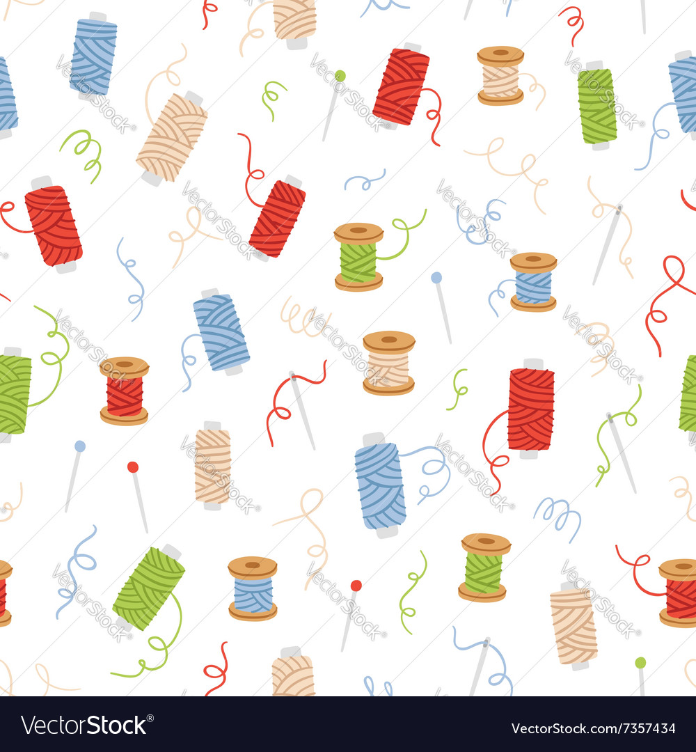 Spools Of Thread And Sewing Needles Pattern Vector Image