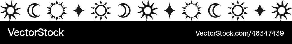 Celestial mystic separator with sun stars moon Vector Image