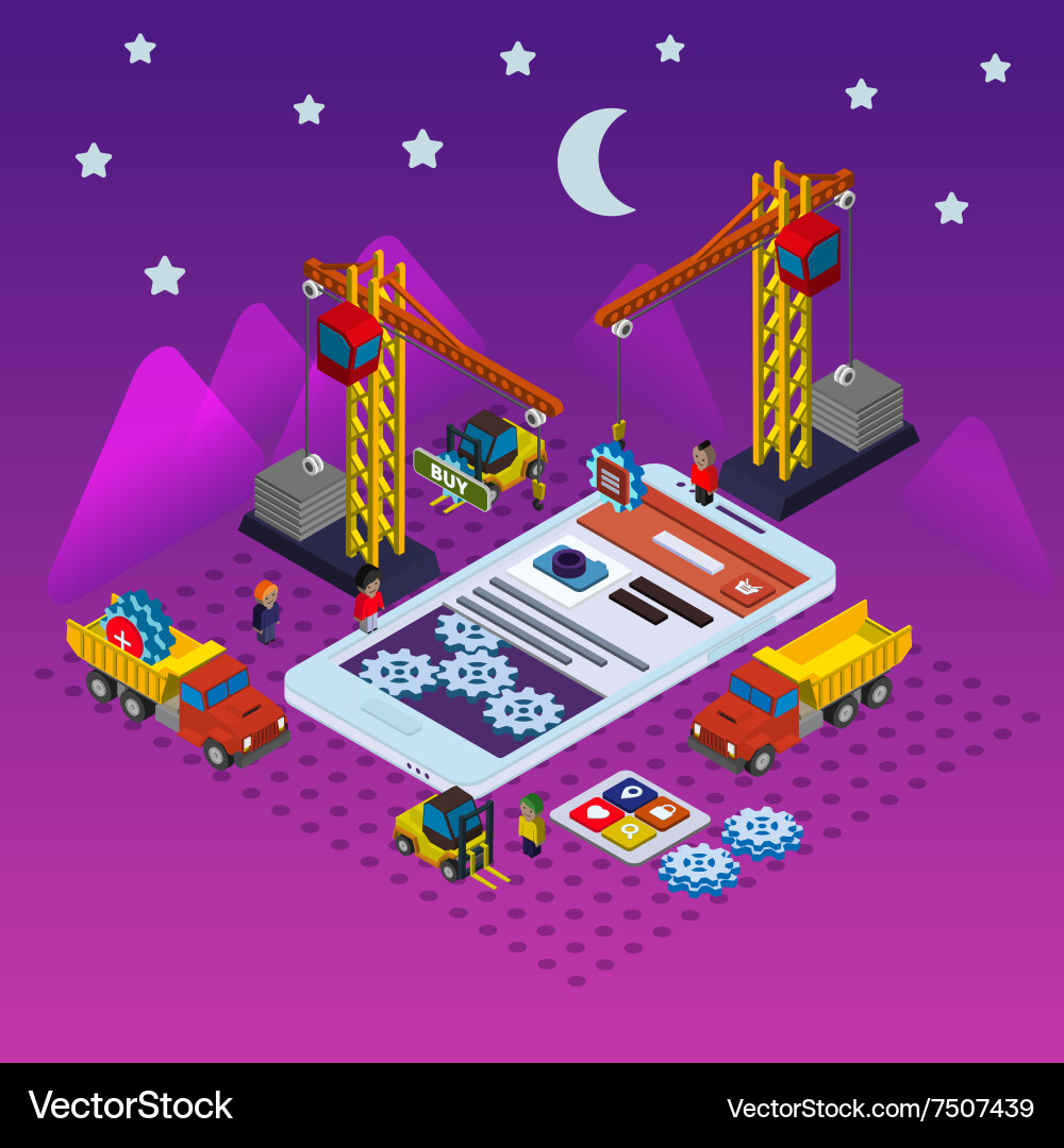 Flat app development Royalty Free Vector Image