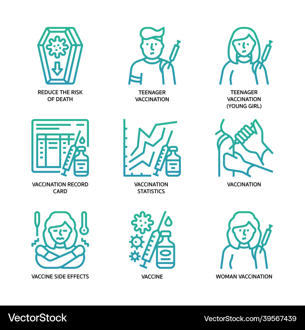 Vaccination icons set Royalty Free Vector Image