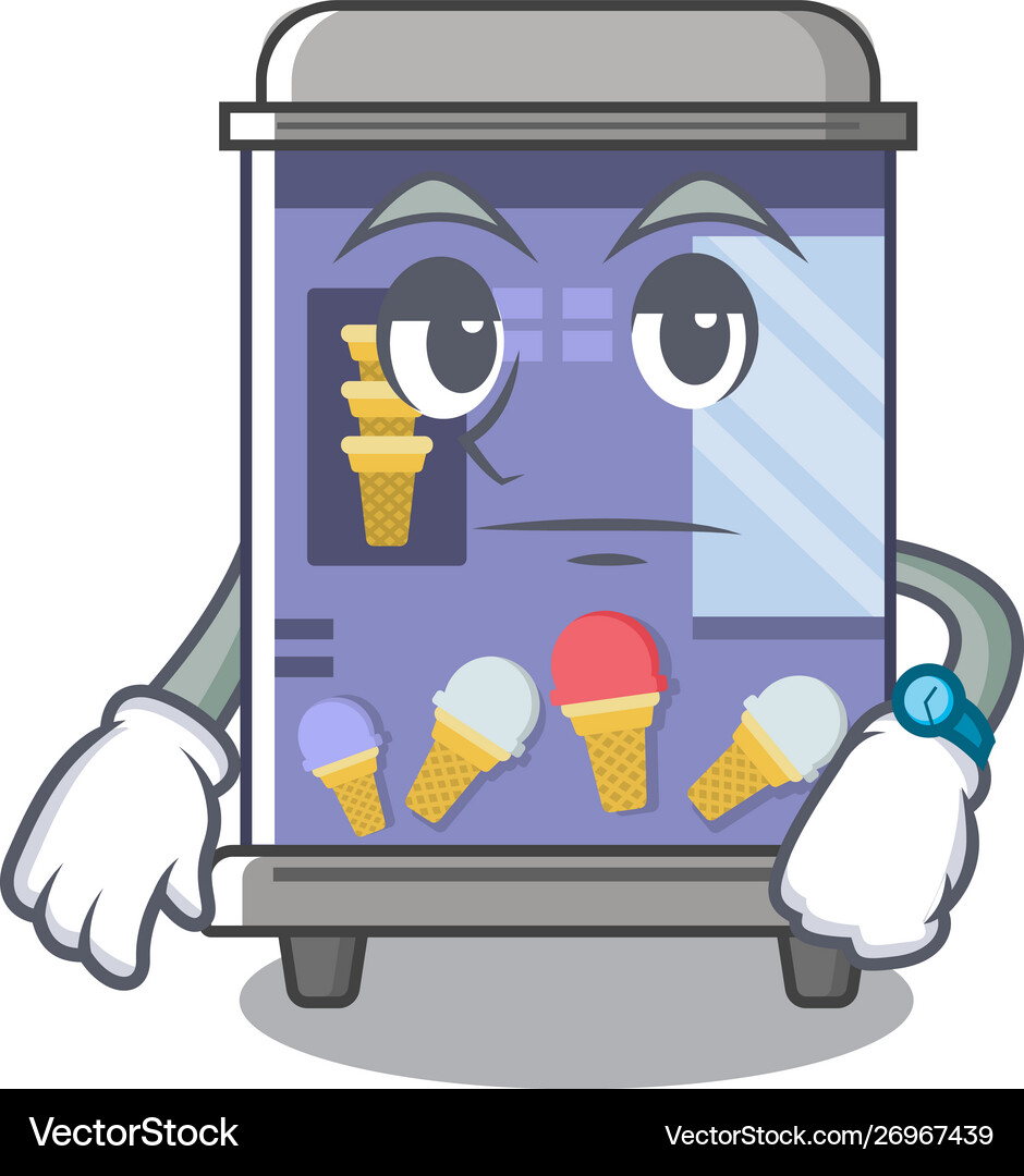 Waiting ice cream vending machine a character Vector Image