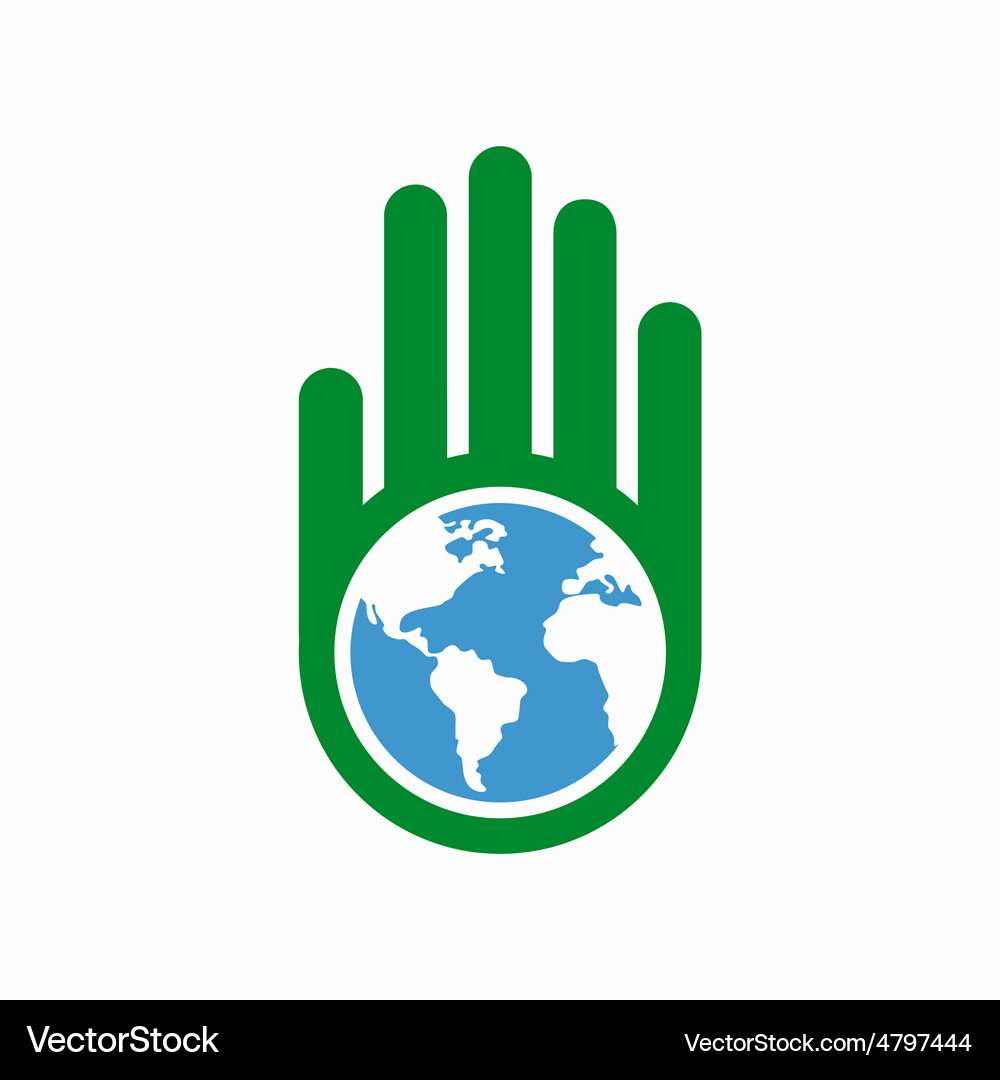 Earth & Hand Symbol Royalty Free Vector Image