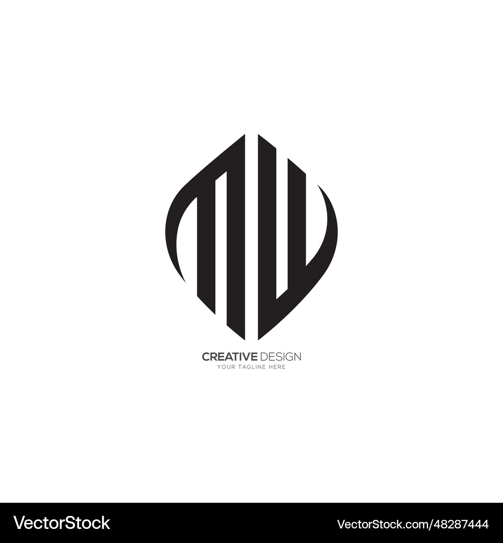 Letter m w or with vintage leaf shape unique Vector Image