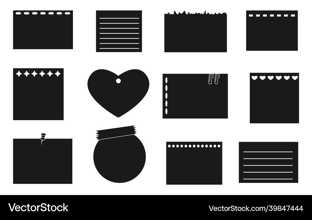 Note sticker silhouette with pin clips push Vector Image