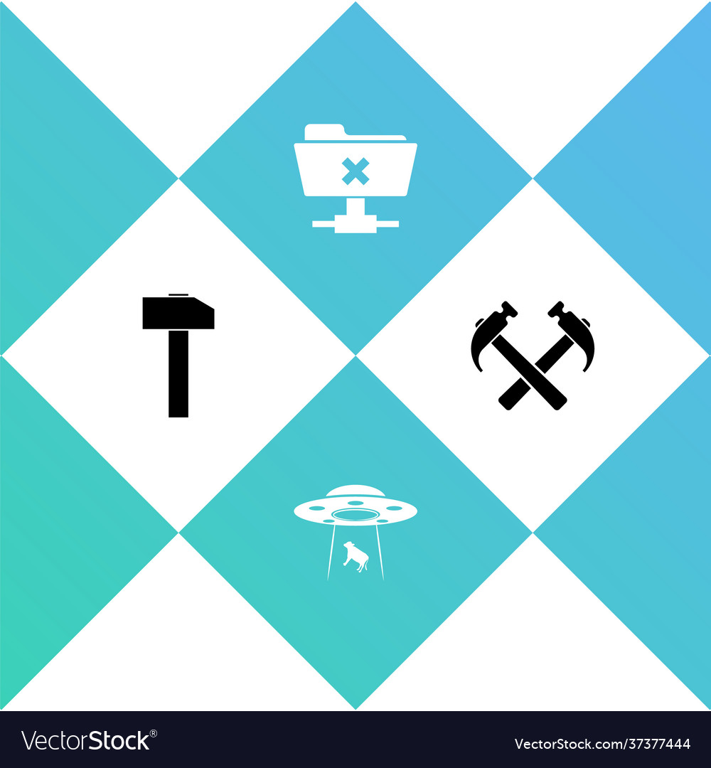 Set hammer ufo abducts cow ftp cancel operation Vector Image Set hammer ufo abducts cow ftp cancel operation Vector Image