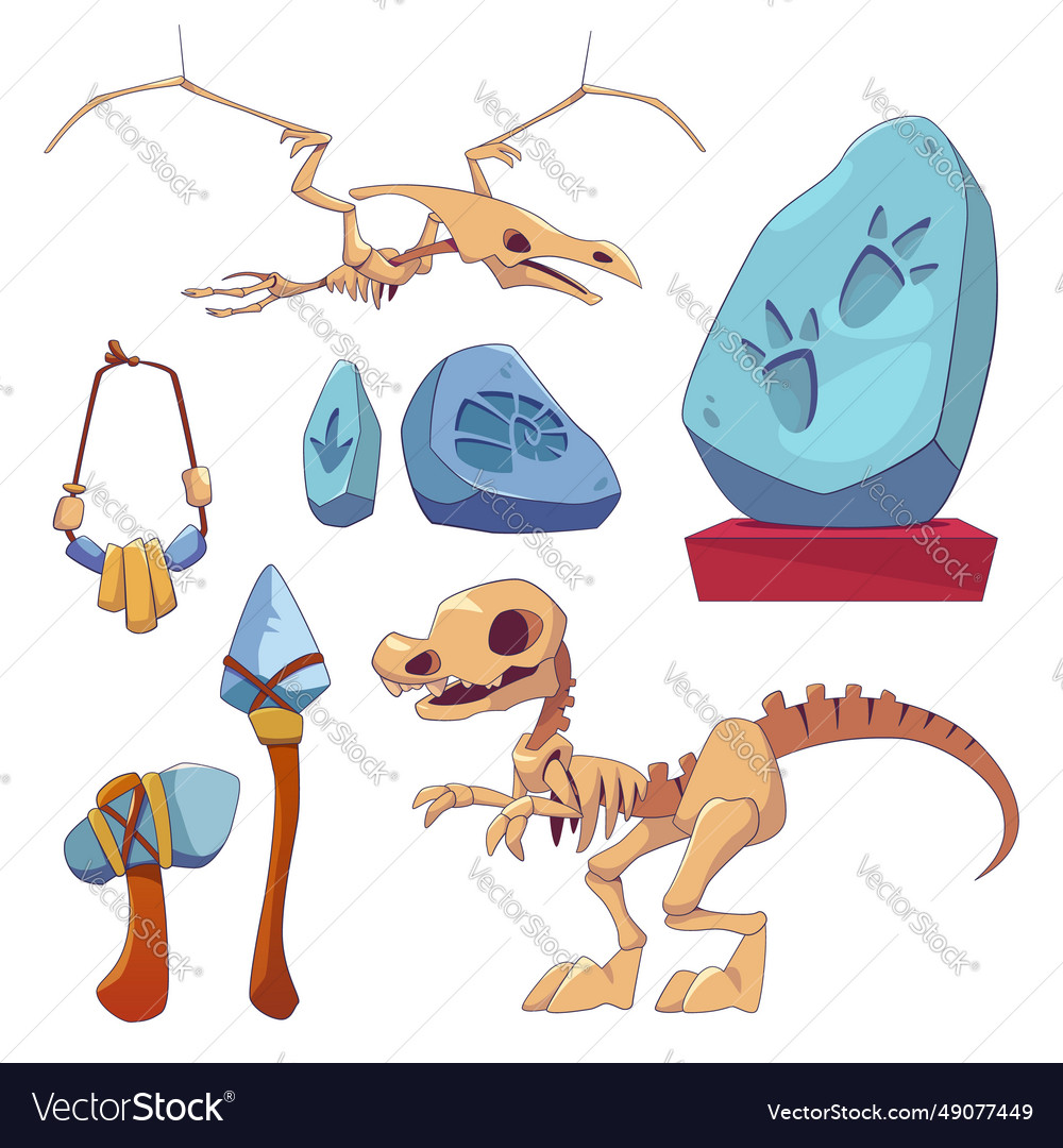 Historical archaeological museum elements set Vector Image