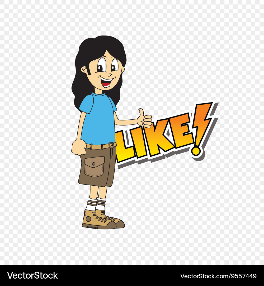 Male cartoon character like text thumb up theme Vector Image