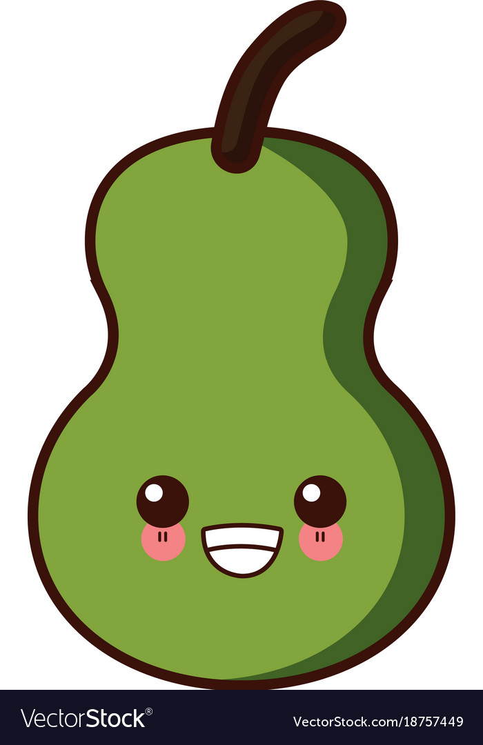 Pear delicious fruit kawaii cute cartoon Vector Image