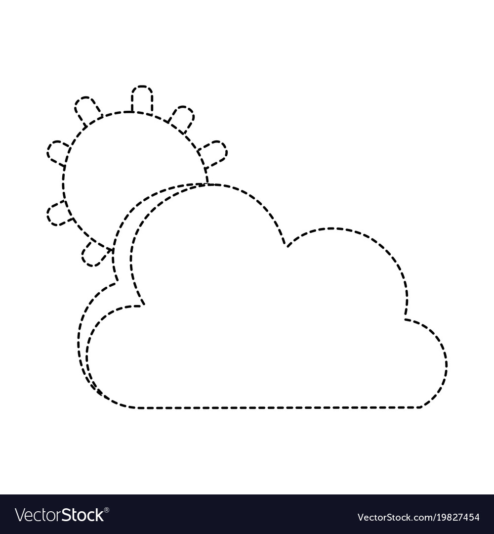 Dotted shape sun and cloud natural summer weather Vector Image