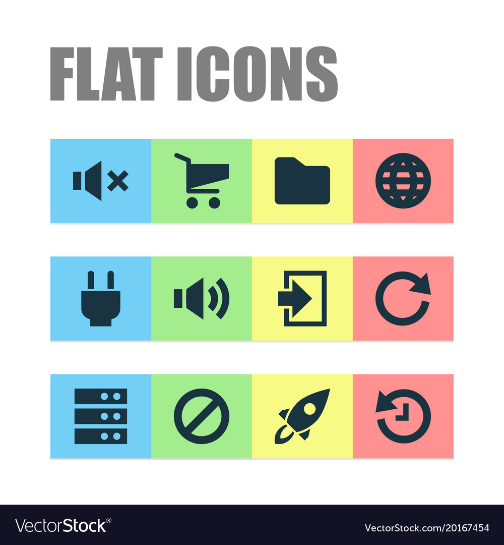 Interface icons set with folder plug launch Vector Image