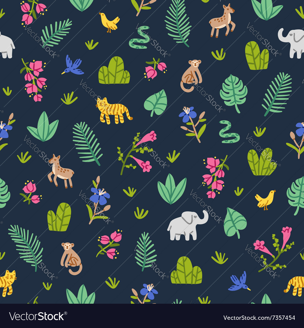 Jungle wildlife pattern Royalty Free Vector Image
