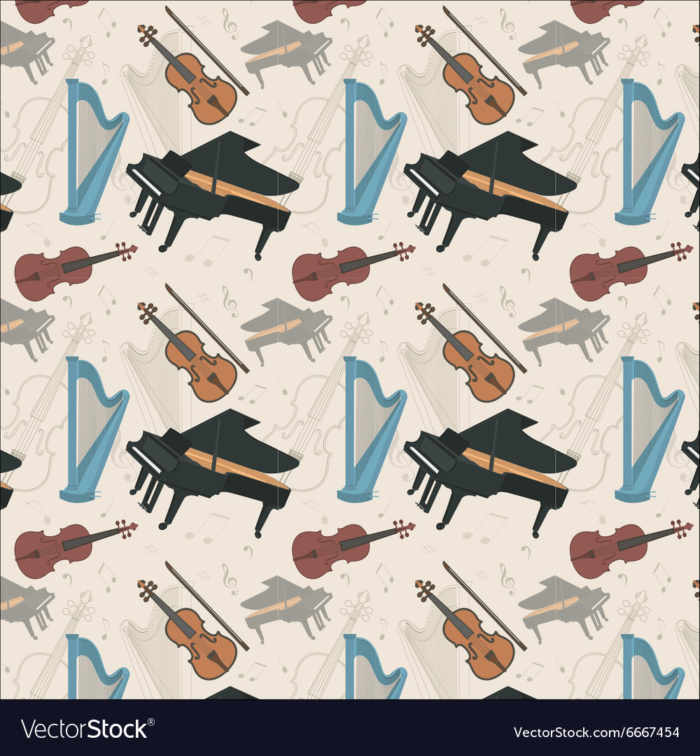 Musical instruments seamless pattern Royalty Free Vector