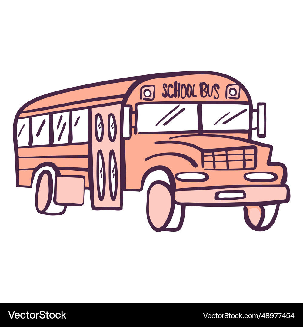 School bus color doodle Royalty Free Vector Image