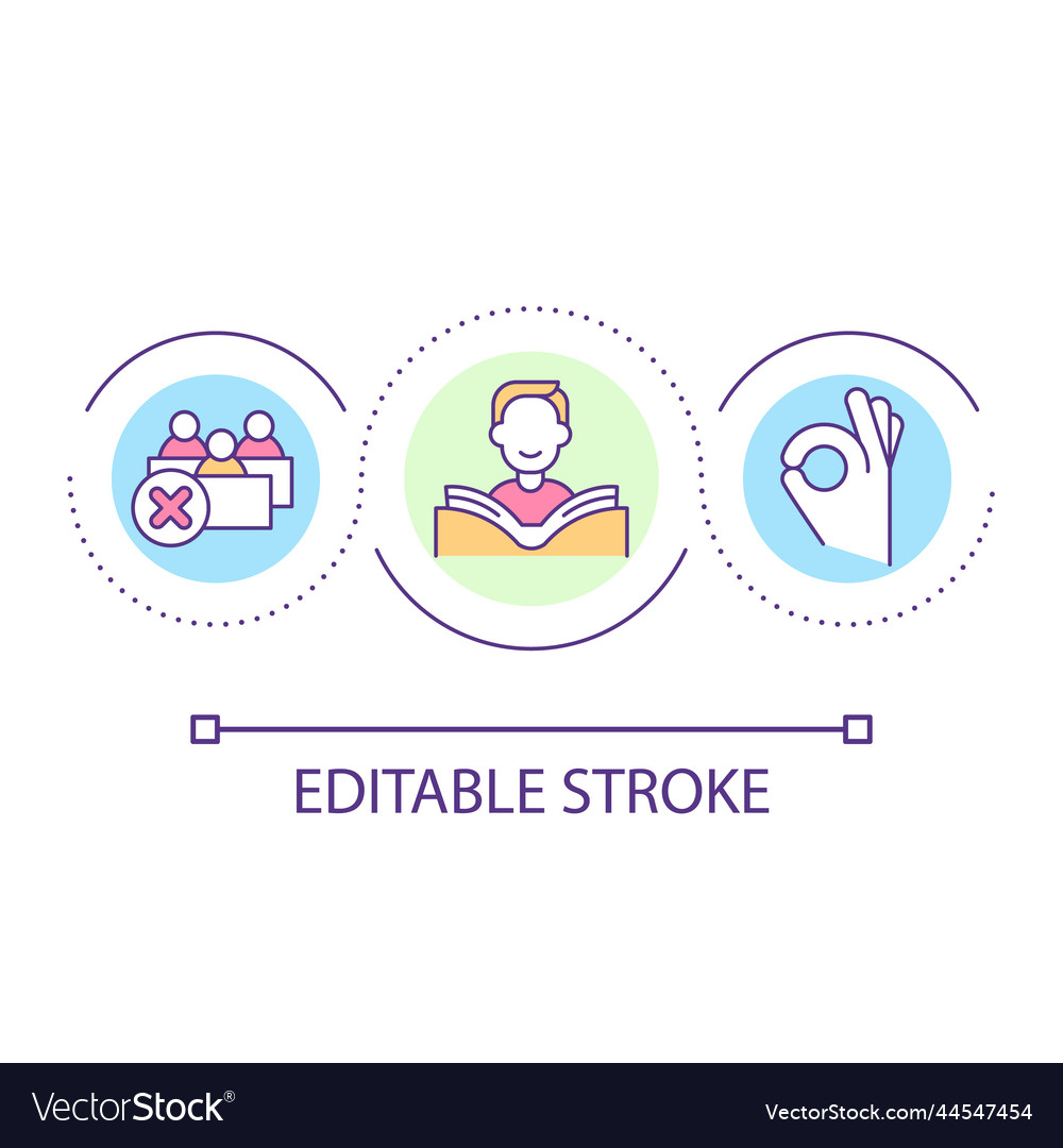 Study alone loop concept icon Royalty Free Vector Image