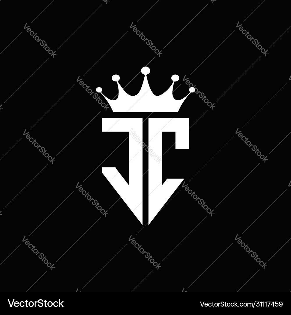 Jc logo monogram emblem style with crown shape Vector Image