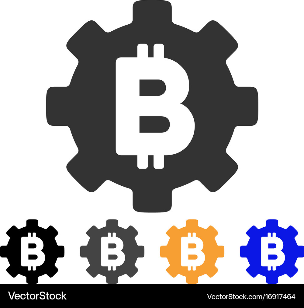 Bitcoin cog wheel icon Royalty Free Vector Image