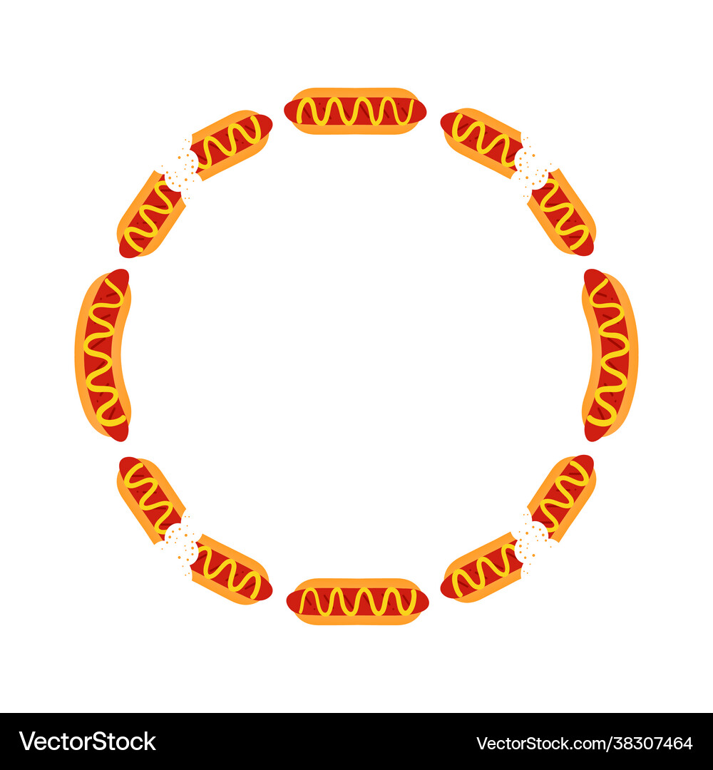 Cartoon hot dogs round frame Royalty Free Vector Image