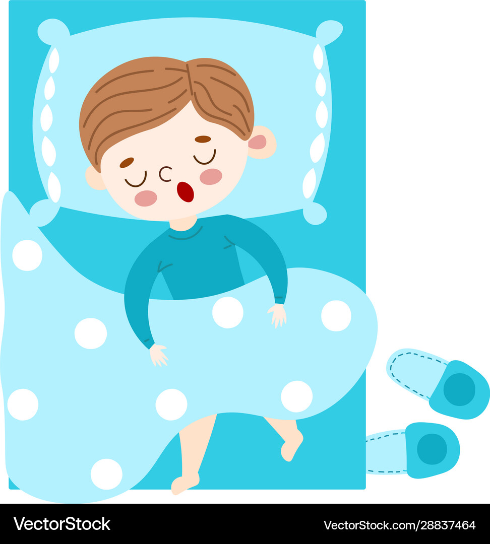 Cute brown-haired little boy lovely sleeping Vector Image