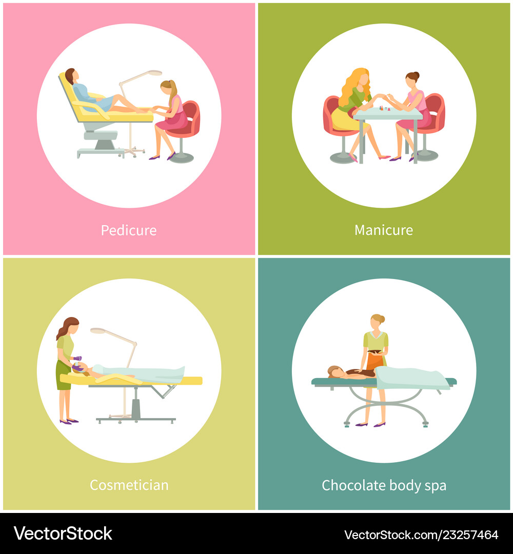 Pedicure pedicurist with client manicure Vector Image