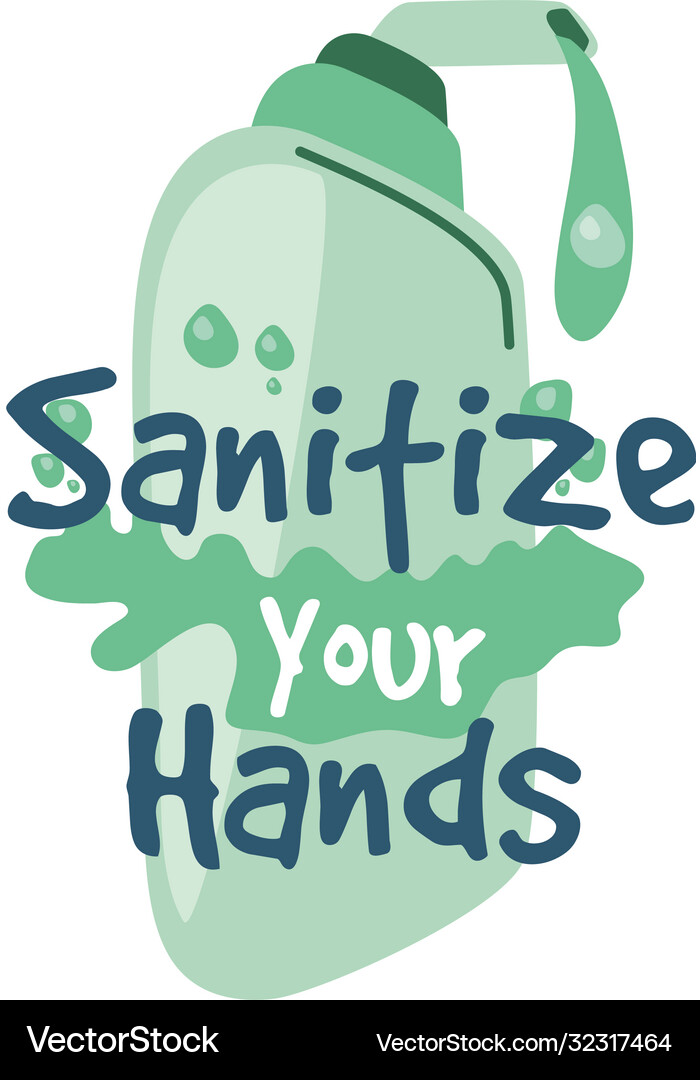Sanitize your hands disinfectant bottle Royalty Free Vector