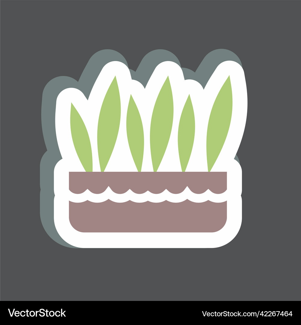 Sticker grass pot suitable for garden symbol Vector Image