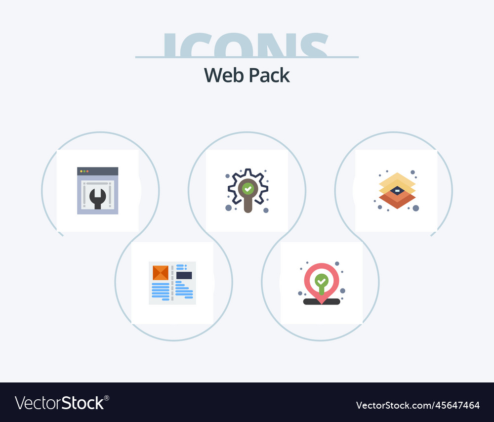 Web pack flat icon pack 5 icon design graphic Vector Image Web pack flat icon pack 5 icon design graphic Vector Image