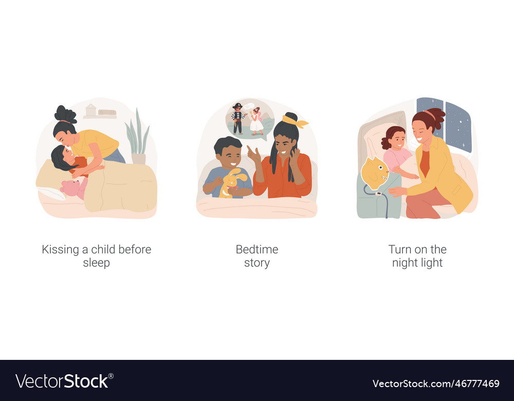 Bedtime rituals for kids isolated cartoon Vector Image