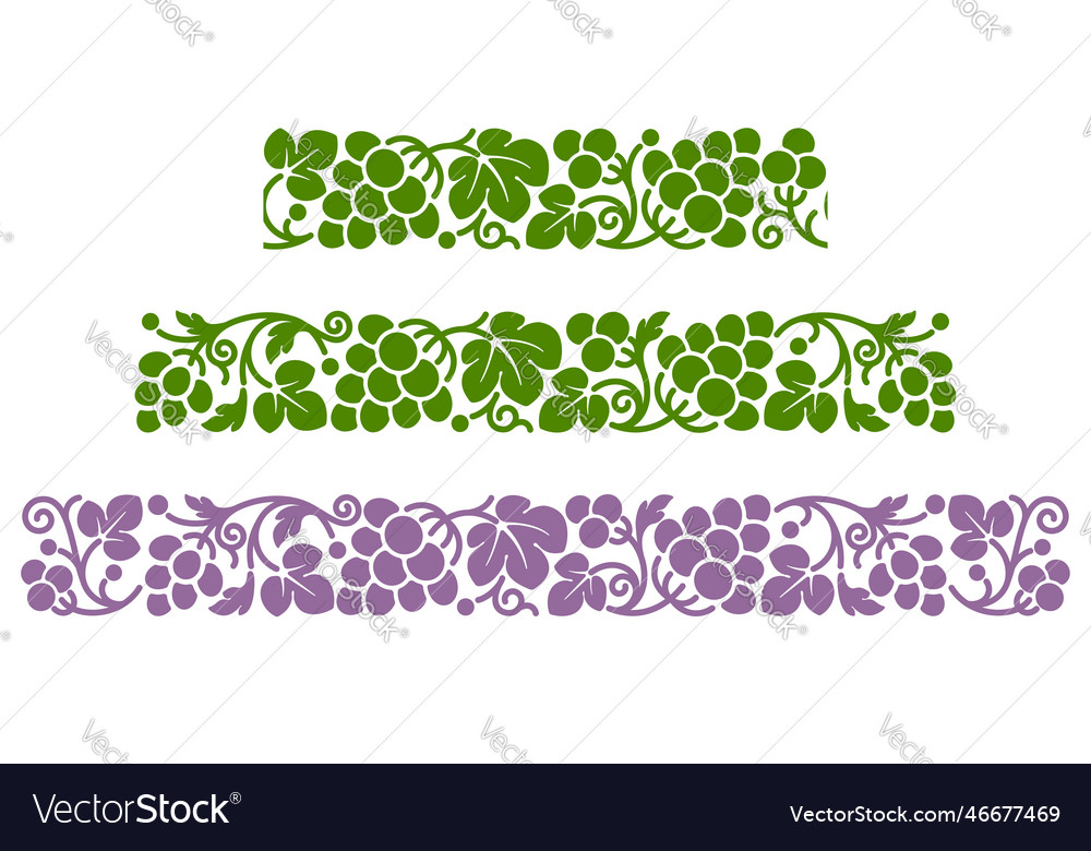 Border with grape pattern set Royalty Free Vector Image