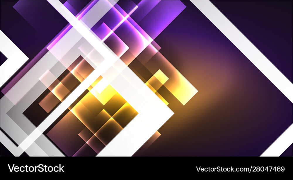 Neon shiny color squares on black modern template Vector Image
