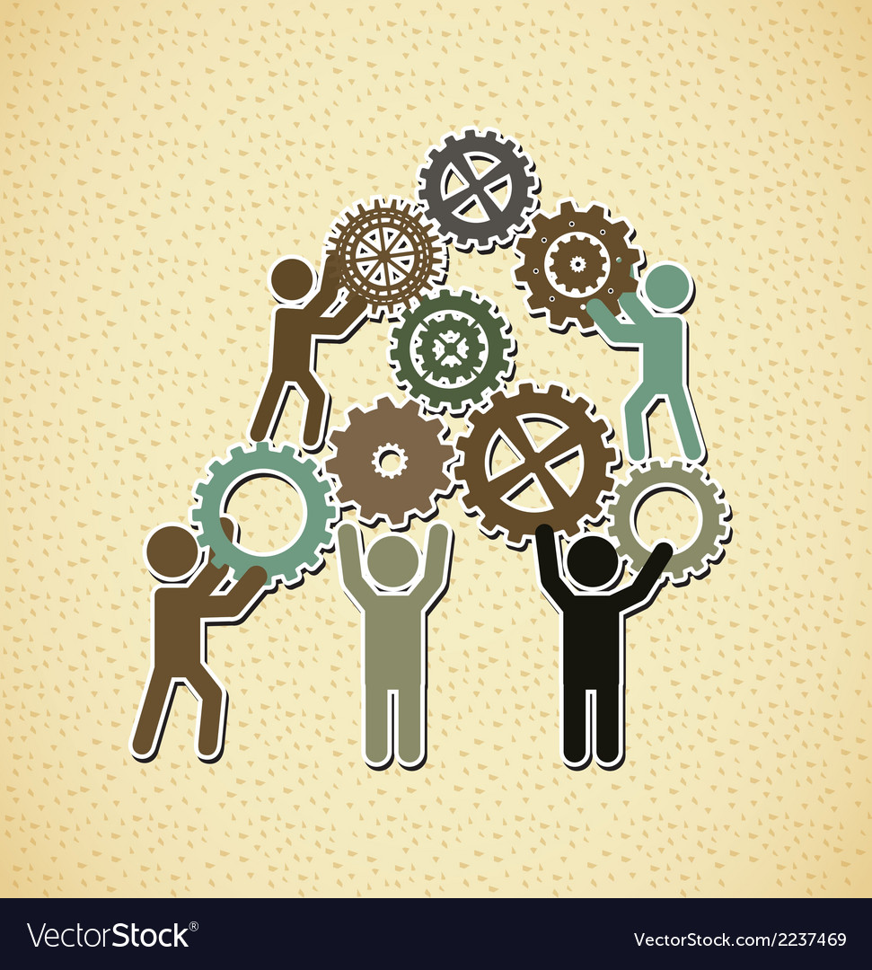 Teamwork design over pattern background Royalty Free Vector