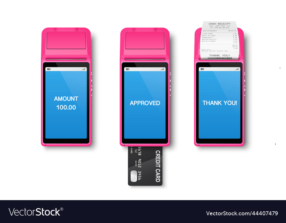 3d realistic pink wi-fi payment machine Royalty Free Vector