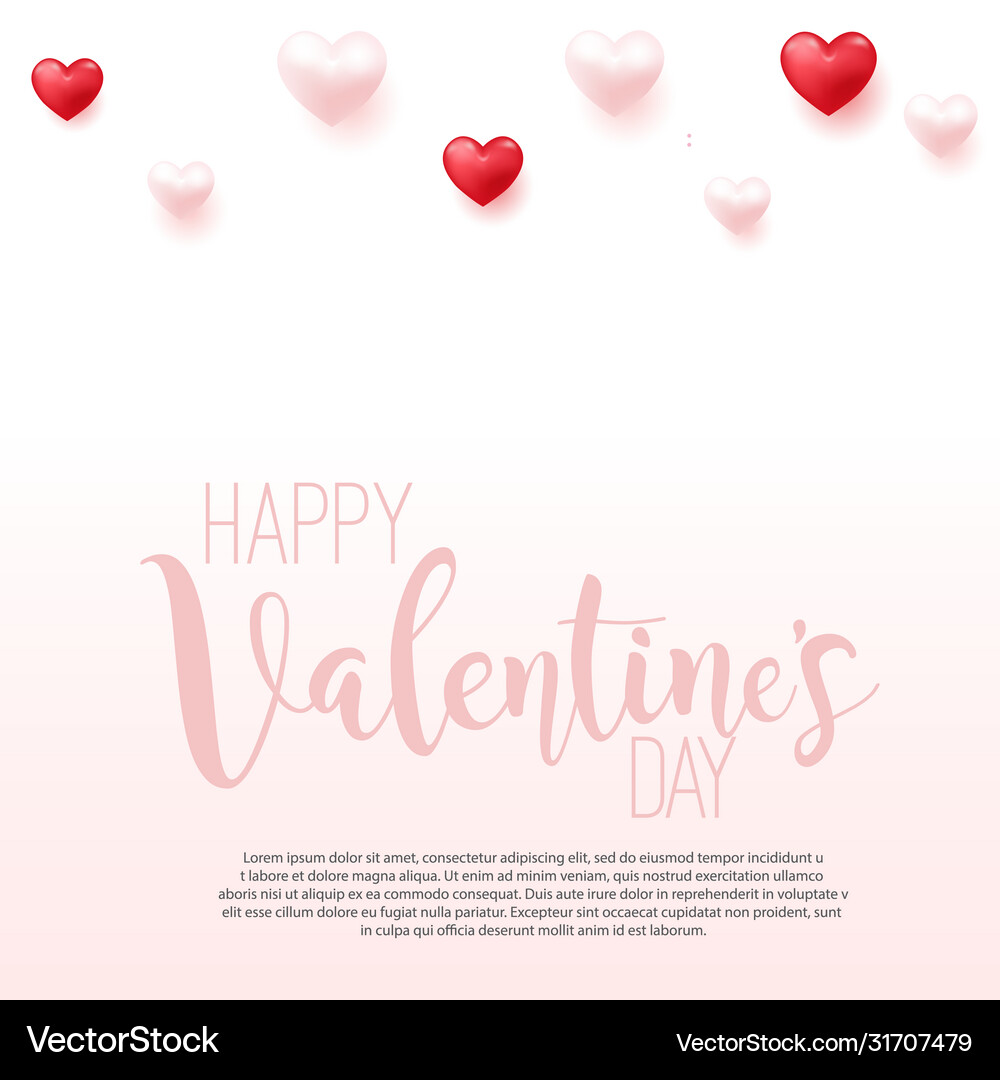 Happy valentines day with falling hearts Vector Image