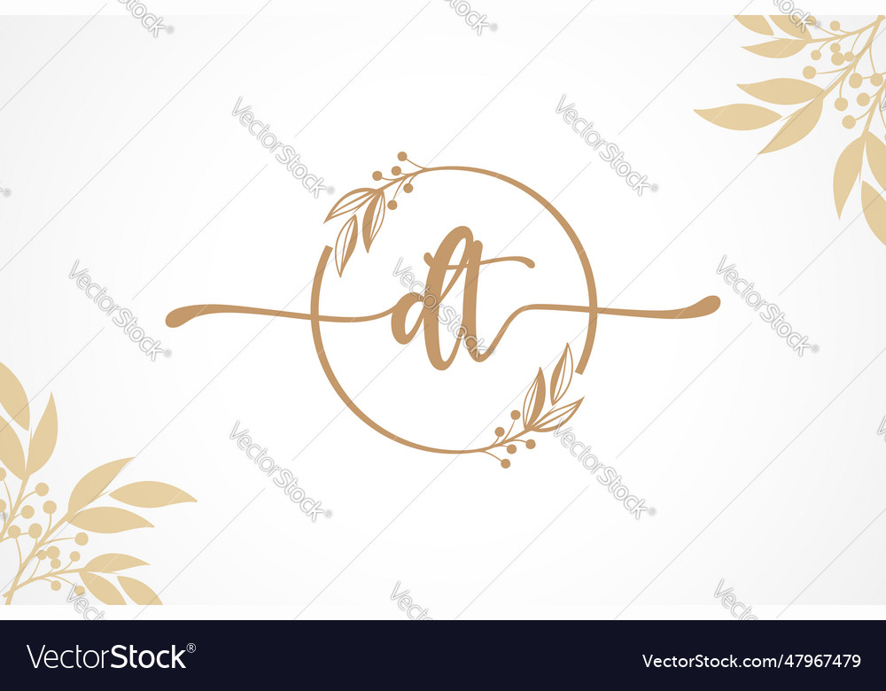 Luxury signature initial dt logo design isolated Vector Image