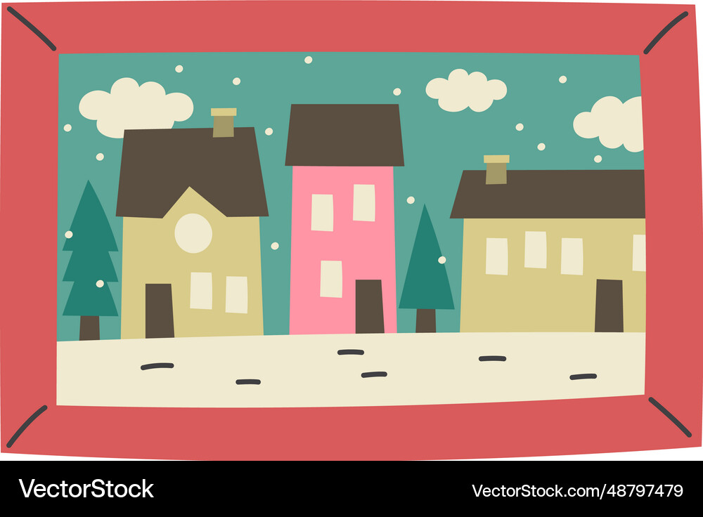 Picture with winter town Royalty Free Vector Image