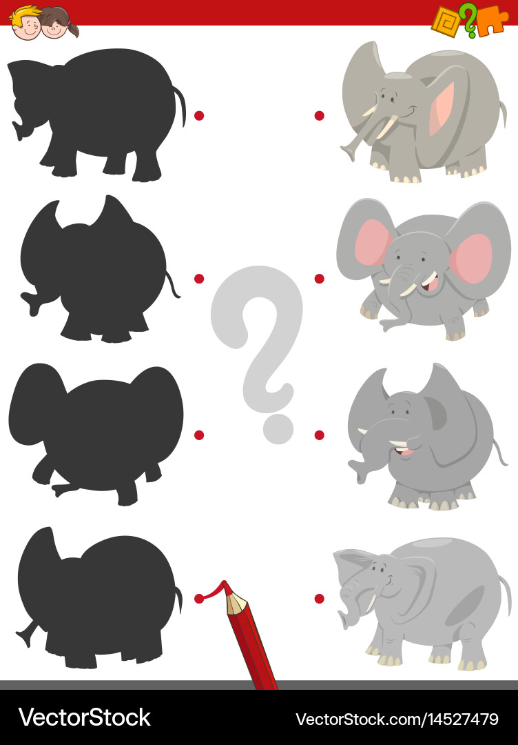 Shadow activity with elephants Royalty Free Vector Image
