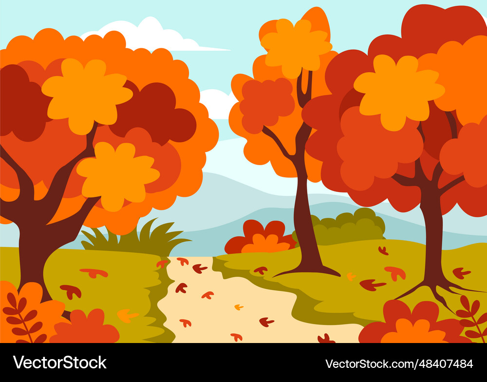 Autumn landscape background with mountains fields Vector Image