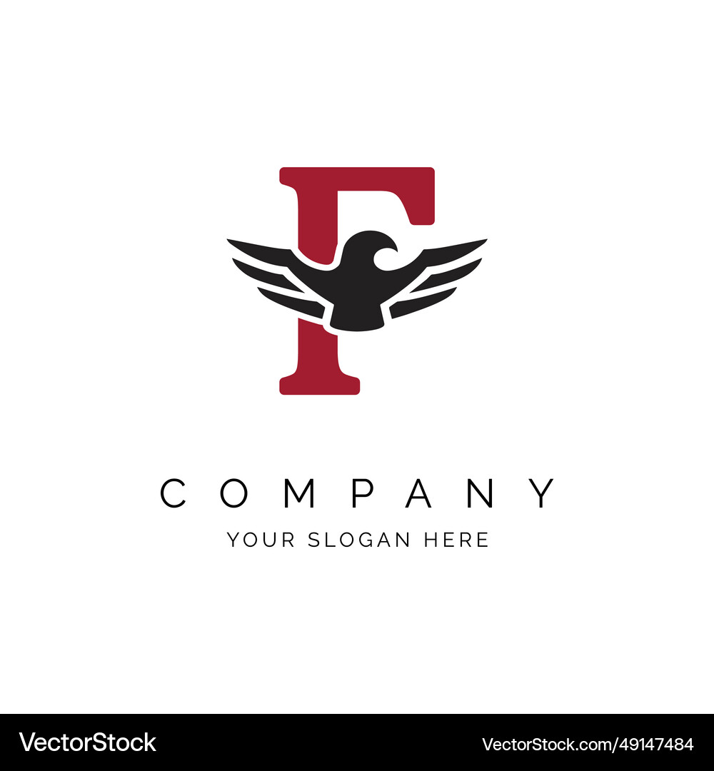 F letter logo eagle wings falcon Royalty Free Vector Image