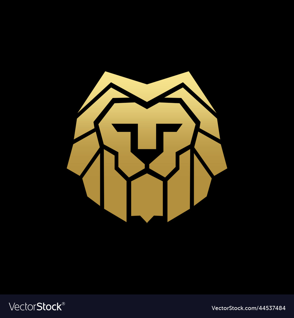 Golden lion head logo design Royalty Free Vector Image