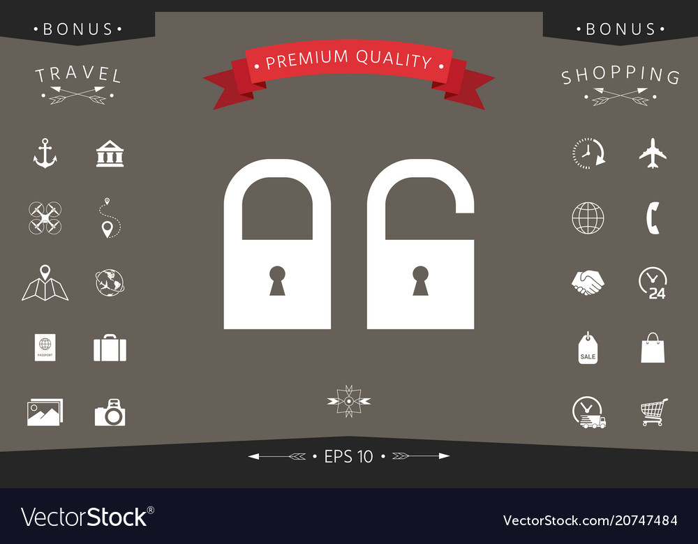 Lock unlock - set icon Royalty Free Vector Image