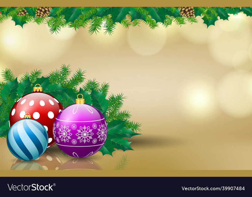 Set of realistic decorative christmas isolated Vector Image