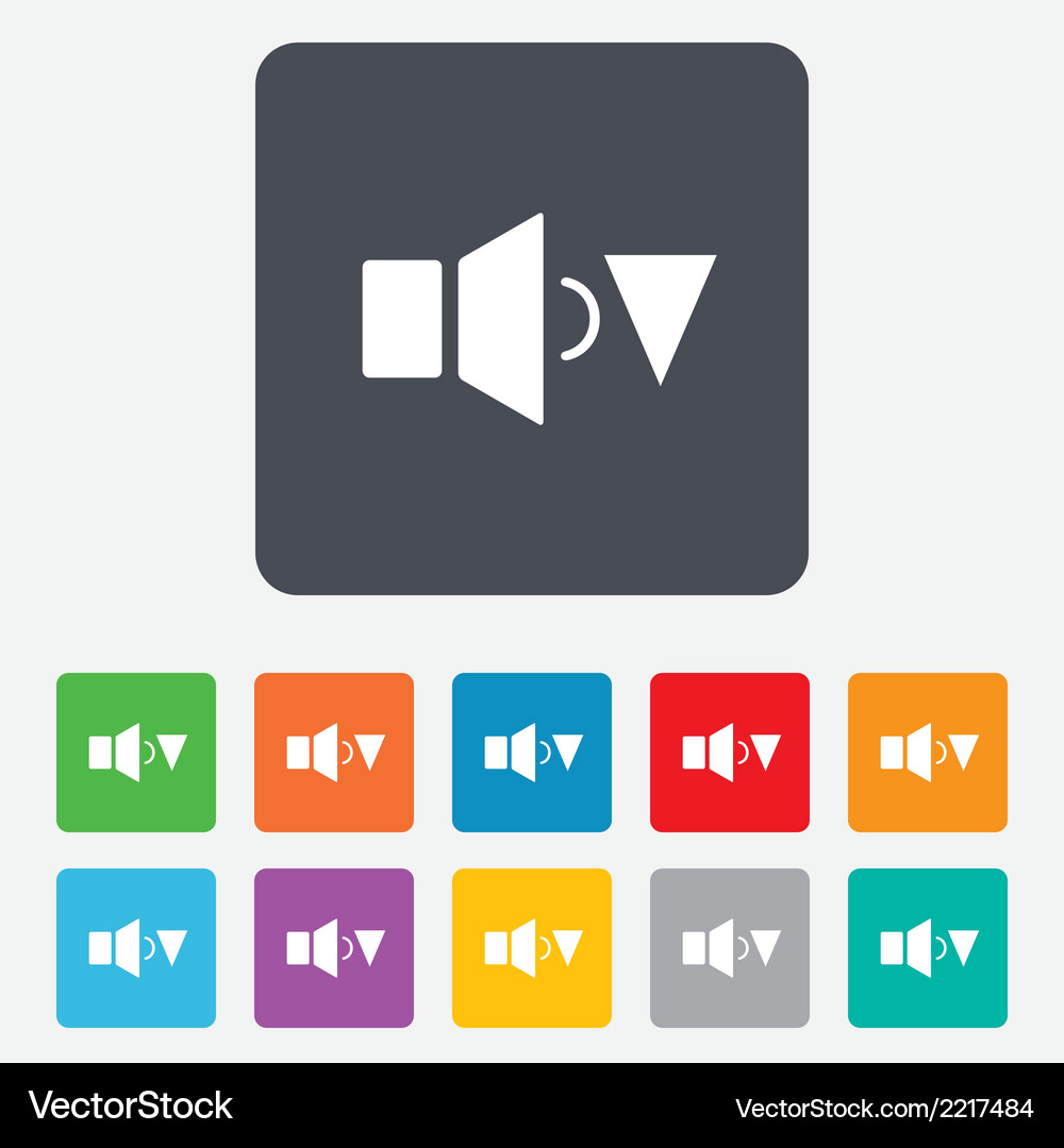 Speaker low volume sign icon sound symbol Vector Image