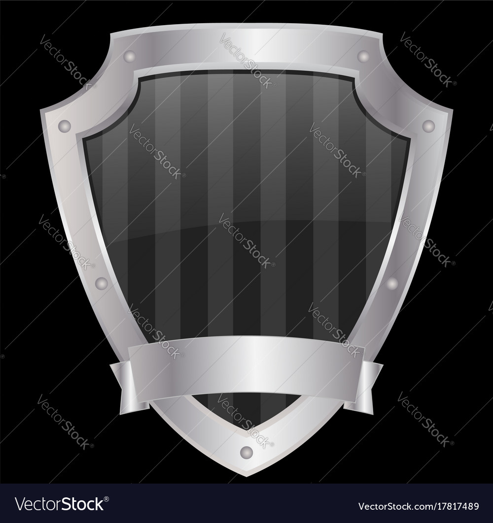 Empty shield with metallic frame Royalty Free Vector Image