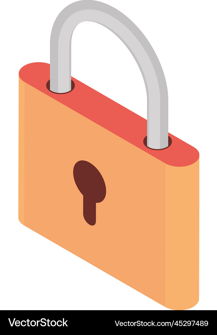 Isometric padlock security Royalty Free Vector Image