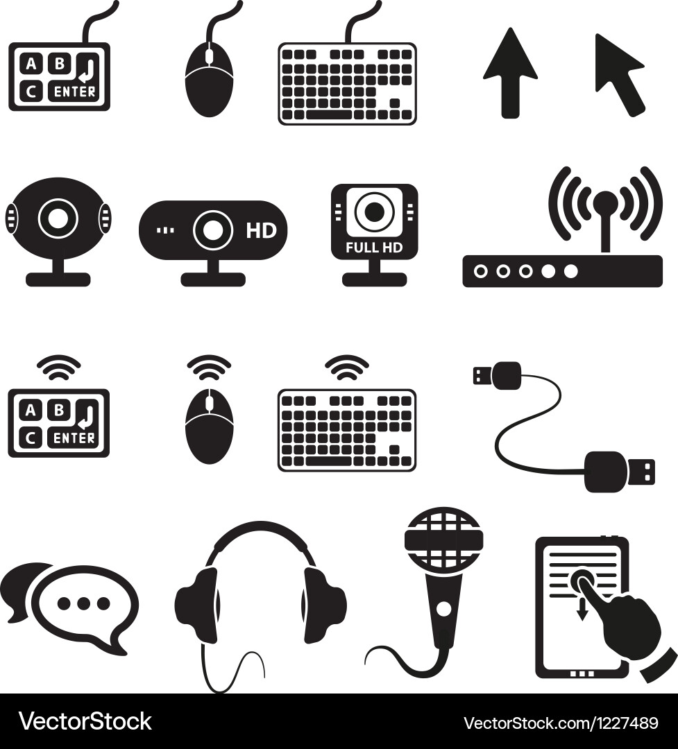 Set of computers and hardware icons Royalty Free Vector