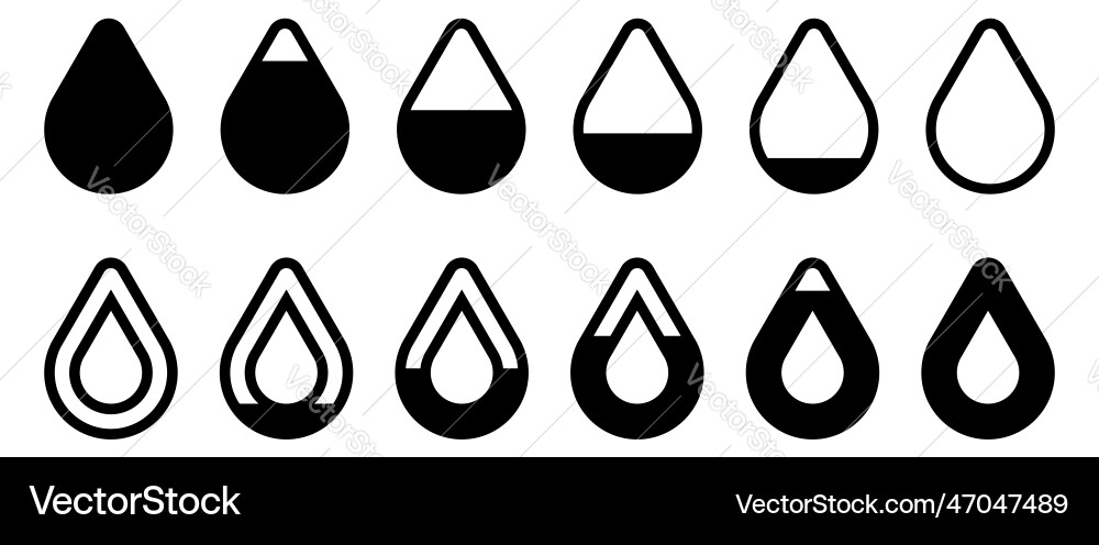 Water drop level icon set from zero to full Vector Image
